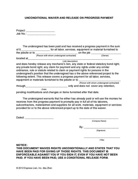 Arizona Partial Unconditional Lien Waiver Form Free