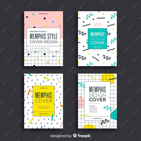멤피스 스타일의 표지 컬렉션 무료 벡터