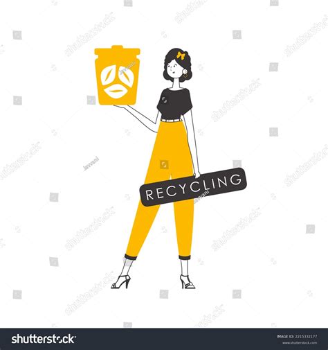 Woman Holding Trash Can Concept Recycling Stock Vector Royalty Free Shutterstock