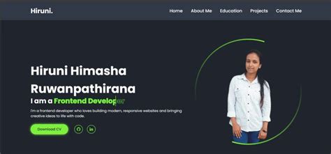 Portfolio Webdevelopment Softwareengineering Frontenddevelopment Html Hiruni Himasha