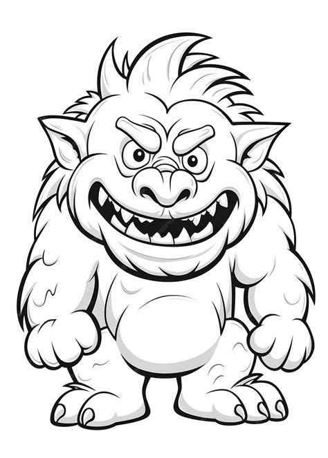 몬스터 컬러링 페이지 몬스터 캐릭터 라인 아트 컬러링페이지 괴물 아웃라인 드로잉 컬러링 피지 몬스터 콜러링 북 Ai 생성 프리미엄 사진