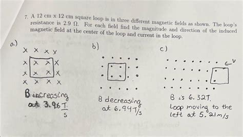 Solved A Cm Cm Square Loop Is In Three Different Chegg