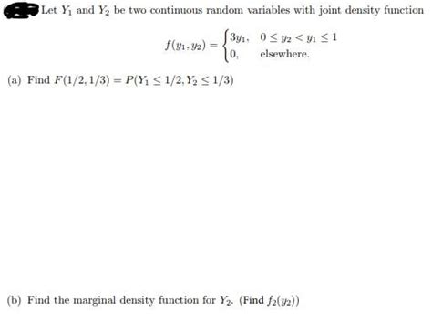 solved let y1 and y2 be two continuous random variables with