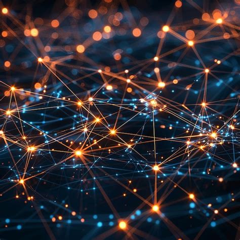 Premium Photo Abstract Flashing Connected Digital Data Nodes And