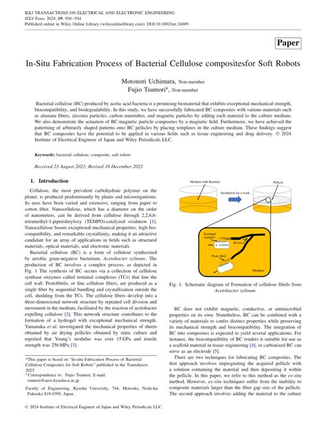 In‐situ Fabrication Process Of Bacterial Cellulose Compositesfor Soft Robots Request Pdf