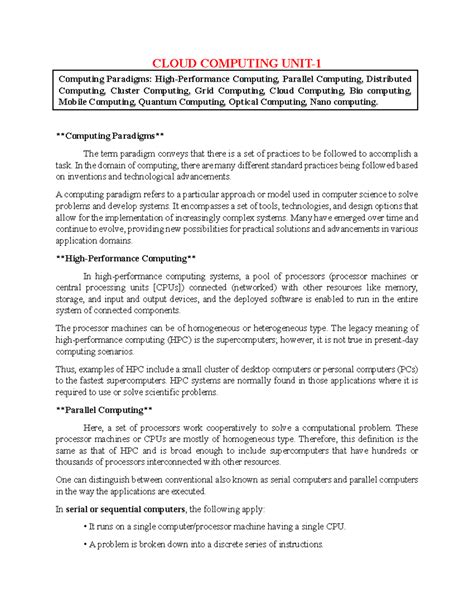 Cc Unit 1 Cloud Computing Chapter 1 Cloud Computing Unit 1