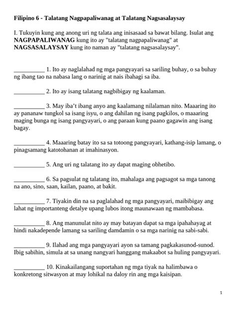 Filipino 6 Talatang Nagpapaliwanag At Talatang Nagsasalaysay Pdf
