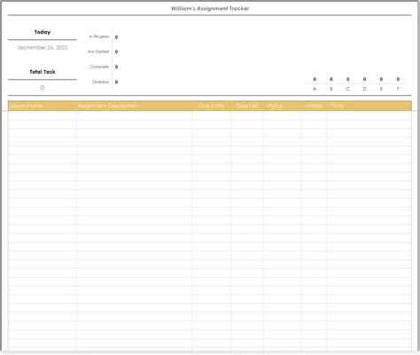 Assignment Tracker Excel Template Assignment Task Tracker Homework
