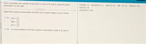 Solved Find If Possible The Number Of Elements In Sets A Chegg