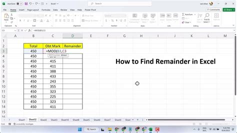 How To Make Excel Calculate Division With Remainders Youtube