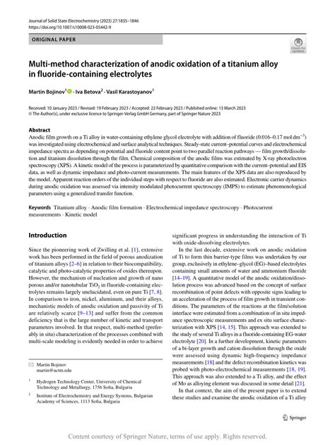 Multi Method Characterization Of Anodic Oxidation Of A Titanium Alloy In Fluoride Containing