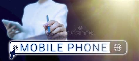 Conceptual Caption Mobile Phone Word Written On A Handheld Device Used To Send Receive Calls