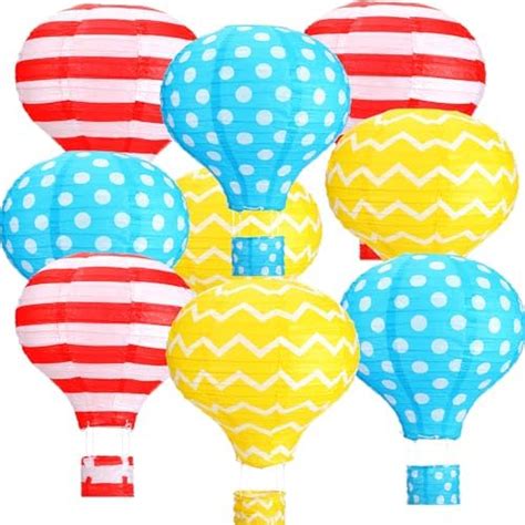 Retisee 9 Pcs 12 Inch Hanging Hot Air Balloon Paper Lanterns