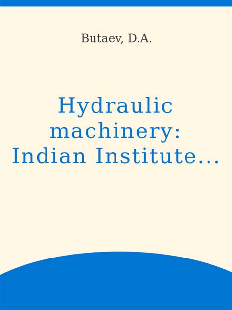 Hydraulic Machinery Indian Institute Of Technology Bombay India
