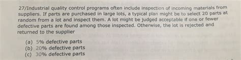 Solved 27 Industrial Quality Control Programs Often Include