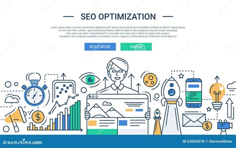 illustration of modern seo optimization line flat stock vector illustration of icon