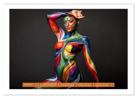 Sexy Body Painting Hochwertiger Premium Wandkalender 2027 Din A2 Quer