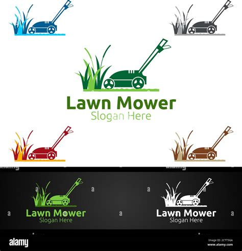 Lawn Mower Logo For Lawn Mowing Gardener Vector Design Stock Vector