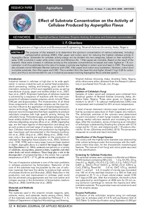 Pdf Effect Of Substrate Concentration On The Activity Of Cellulase