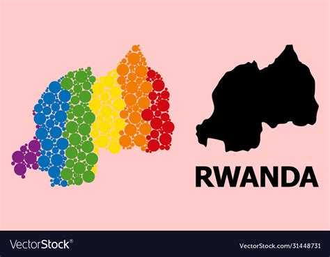 Rainbow Pattern Map Rwanda For Lgbt Royalty Free Vector