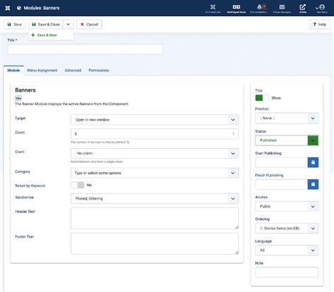 Help X Site Modules Banners Joomla Documentation