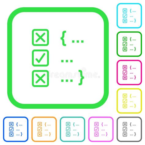 Source Code Checking Vivid Colored Flat Icons Stock Vector