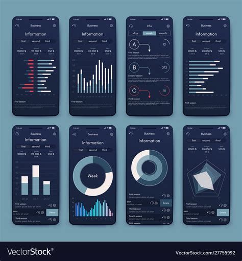 Different Ui Ux Gui Screens And Flat Web Icons Vector Image