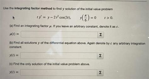 Solved Jse The Integrating Factor Method To Find Y Solution