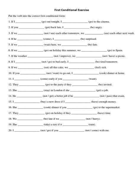 first conditional exercise grammar syntax