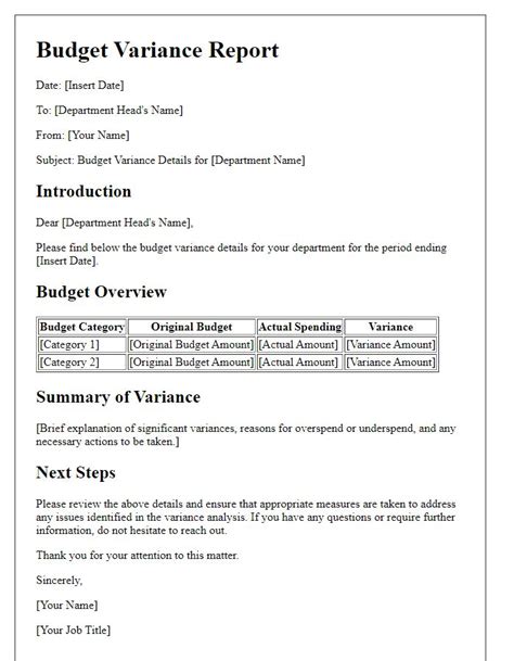 Letter Template For Budget Variance Explanation Free Samples In Pdf Letterin