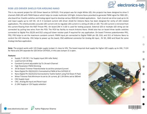 RGB LED DRIVER SHIELD FOR ARDUINO NANO Electronics Lab