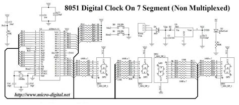 Simple Digital Clock Using 8051 Microcontroller At89c51 Circuit Diagram