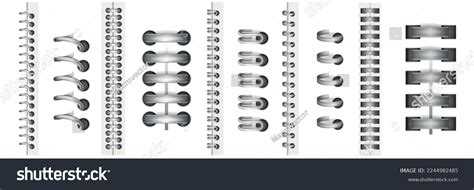 Realistic Metal Binders Set Vertical Rows Stock Vector Royalty Free