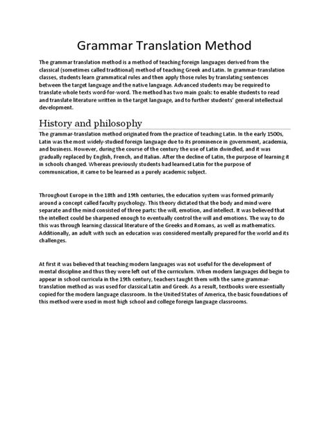 Grammar Translation Method Pdf