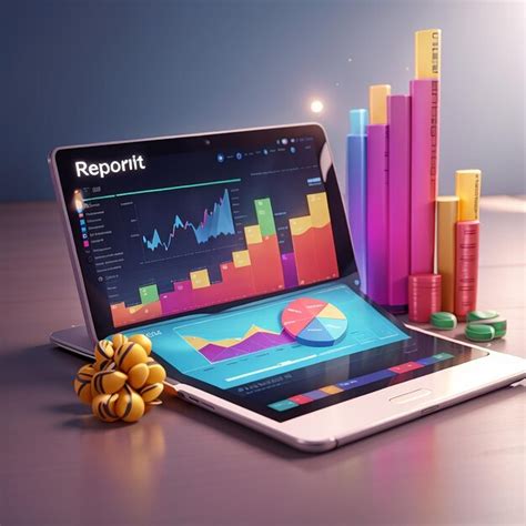 Premium Ai Image 3d Financial Report Chart Data Analysis And Web Development Concept Tablet