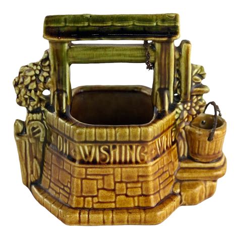 Vintage Antique Mccoy Wishing Well Planter Pottery Art With Bucket