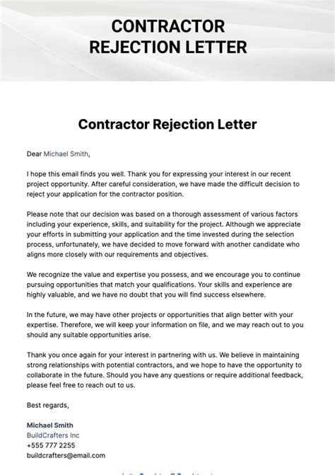 Free Rejection Letter Templates And Examples Edit Online And Download