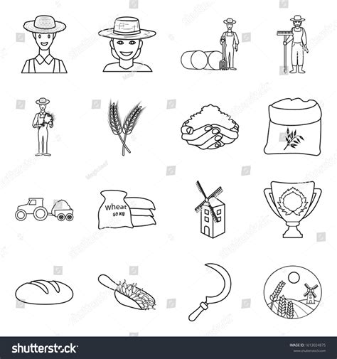 Agriculture Farm Vector Outline Icon Setvector Stock Vector Royalty Free 1613024875 Shutterstock