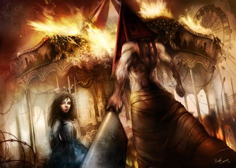 Pyramid Head And Alessa Gillespie Silent Hill Drawn By Sweetcrescent