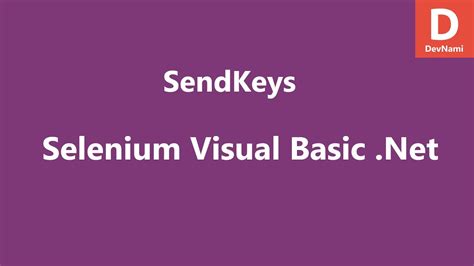 Selenium Visual Basic Net Sendkeys Youtube