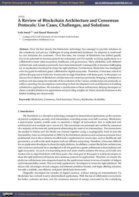 Pdf A Review Of Blockchain Architecture And Consensus Protocols Use