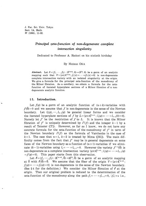 Pdf Principal Zeta Function Of Non Degenerate Complete Intersection