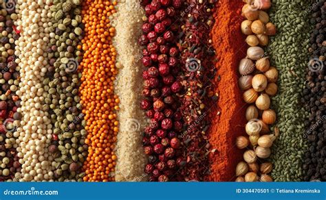 Global Herbs And Spices Evenly Distributed Over The Surface Stock