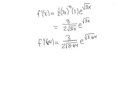 solved find the linearization of y e √ 3 x at x 64 use symbolic