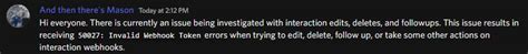 Nodejs Discordjs V14 Interactioneditreply Gives A Invalid Webhook