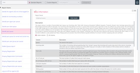 Report Descriptions Categories And Storage Time Puzzel Help Centre