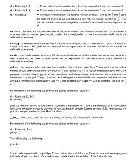 solved in this assignment you will implement a rational