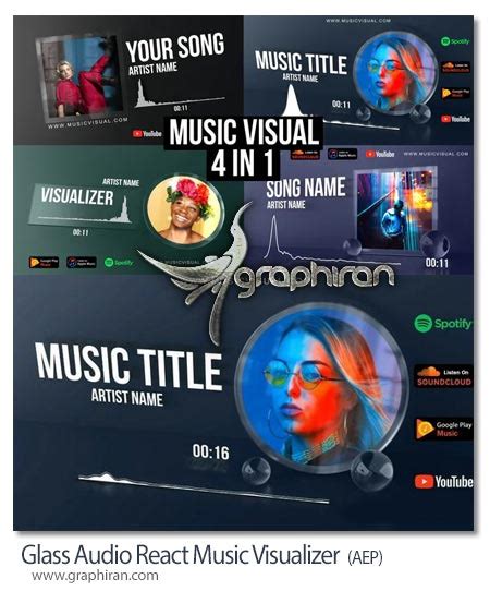 دانلود 4 ویژوالایزر آهنگ شیشه ای افترافکت glass audio react music visualizer