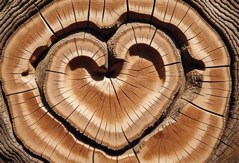 A Heart Shaped Cross Section Of A Tree Trunk Stock Illustration