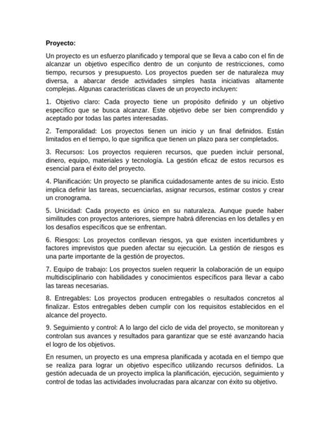 Definición De Proyecto Pdf Inversiones Gestión De Proyectos